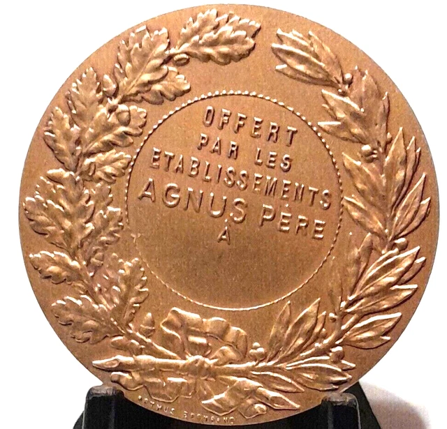 MÉDAILLE BRONZE DORÉ femme nue Art Nouveau La Renommée A Bertrand Ch ...