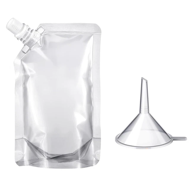 TRAVEL-FRIENDLY DRINK BAGS Plastic Nozzles Funnels Reusable Pouches ...