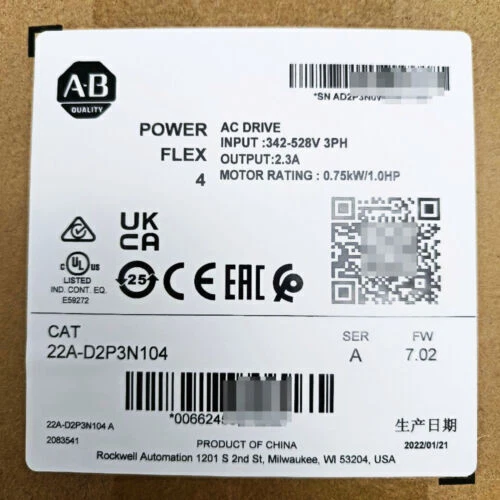 1 PIEZA ALLEN-BRADLEY sellado de fábrica 22A-D2P3N104 PowerFlex 4 0,75 ...