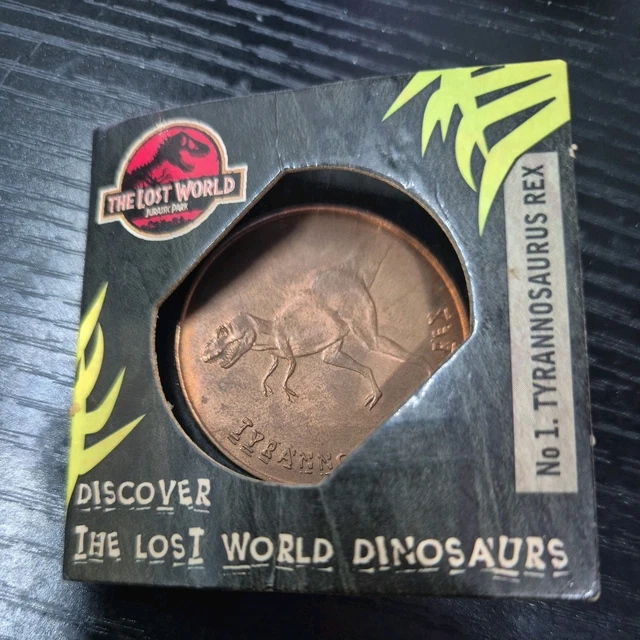 TETLEY 1997 THE LOST WORLD JURASSIC PARK COINS No 1 - TYRANNOSAURUS £5. ...