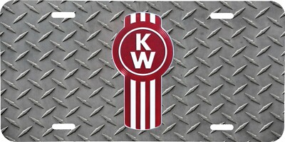 KENWORTH SEMI TRUCK Logo Diamond Plate Look Vehicle License Plate Auto ...