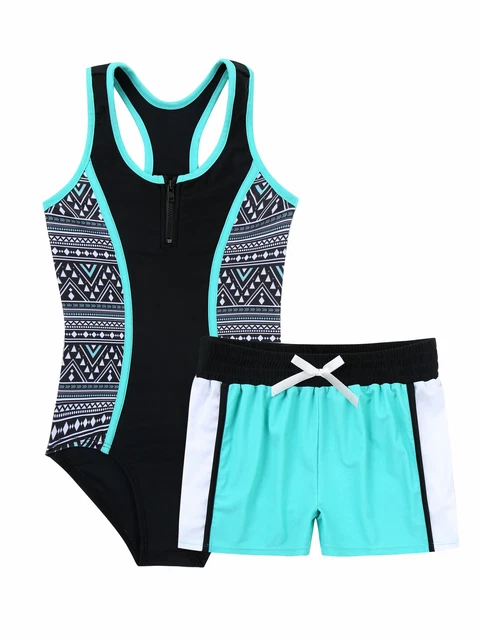 Iefiel MÄdchen Badeanzug Set Bademodebody Racer Back Mit Shorts