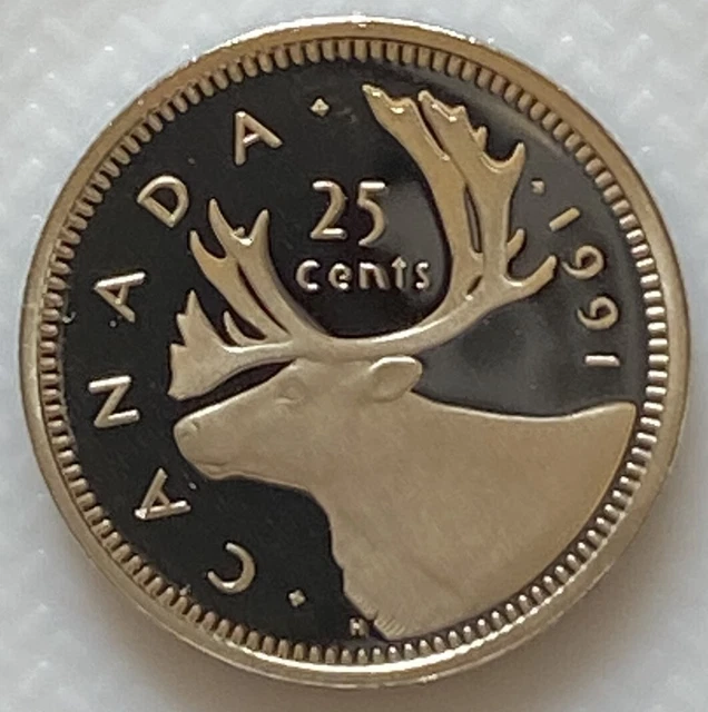 1991 CANADA 25 Cents Heavy Cameo Proof Quarter Coin ☆ Key Date ☆ $28.98 ...
