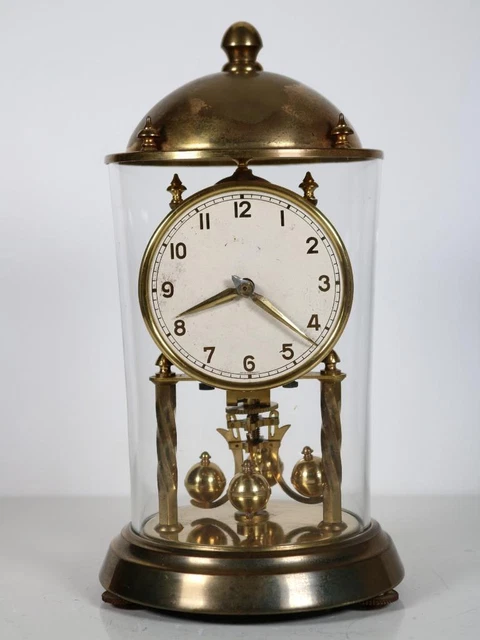 RARE VINTAGE 400 DAY ANNIVERSARY CLOCK by FHS glass cover with finials ...