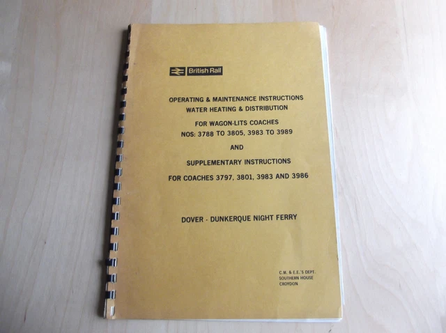 BRITISH RAIL, INSTRUCTIONS for SNCF Night Ferry Wagon Lits Coaches £12. ...