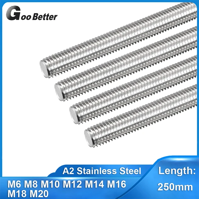 FULLY FINE THREADED M6 M8 M10 M12 M14 M16 M18 M20 A2 Stainless Bar Rod Studding £3.35 - PicClick UK