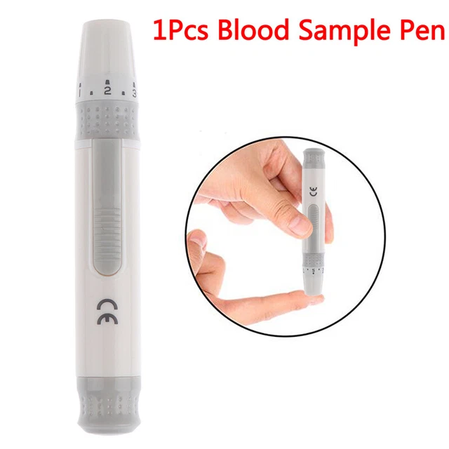 LANCET PEN LANCING Device Diabetics 5 Adjustable Depth Blood Sampling ...