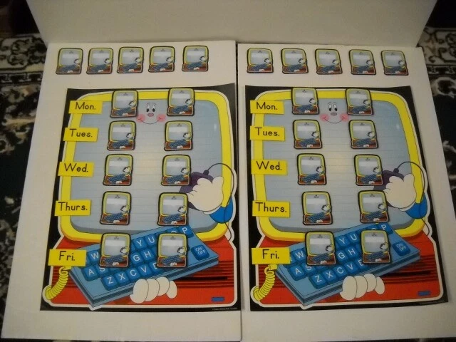 CARSON DELLOSA COMPUTER Schedule Charts Laminated Set Of 2 W/ 40 ...