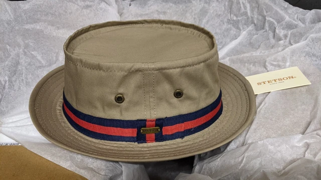 THE ORIGINAL STETSON Fairway Pork Pie Bucket Hat LARGE Bob Mortimer ...