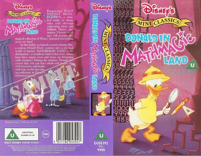 WALT DISNEY DONALD In Mathmagic Land Dealer Sample VHS Video Sleeve ...
