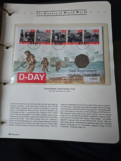 1994 50TH ANNIVERSARY of D-Day Landings 50p Commemorative Coin Cover £7 ...