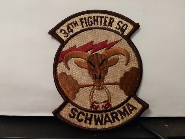 USAF 34TH FIGHTER SQUADRON SCHWARMA PATCH Desert 4x3 inches $12.00 ...