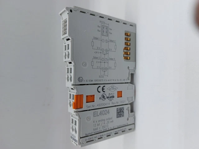 BECKHOFF EL4024 | EtherCAT Terminal, 4-Channel Analog Output, Power, 4...20mA 12 EUR 245,00 ...