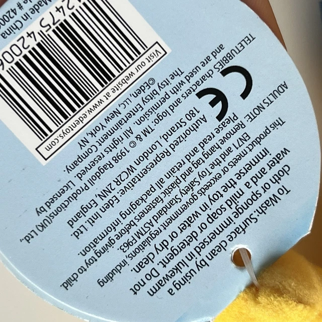 VINTAGE EDEN TELETUBBIES Laa-Laa Yellow Plush Soft Toy Comforter ...