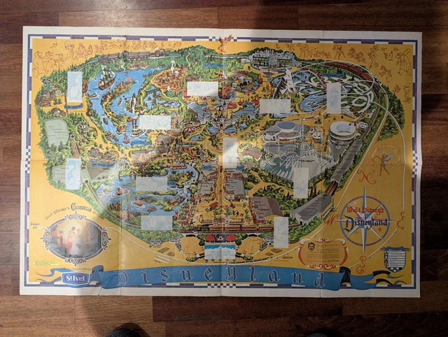 RARE VINTAGE 1972 Walt Disney Disneyland Guide map / Poster Map 44x30 £ ...