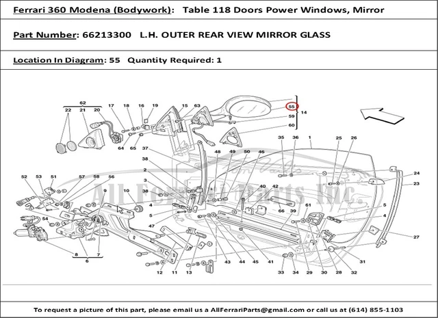 FERRARI PART 66213300 LH rétroviseur extérieur verre LHD EUR 131,26 ...