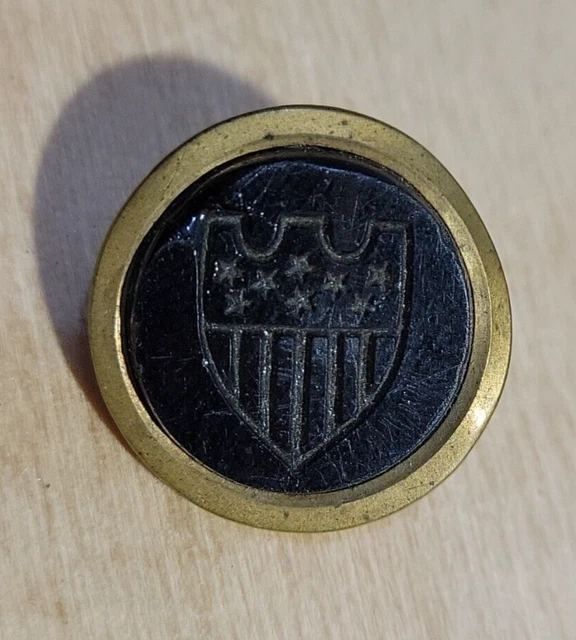 RARE ANTIQUE ORIGINAL Civil War Union League Club Button, Black Glass ...
