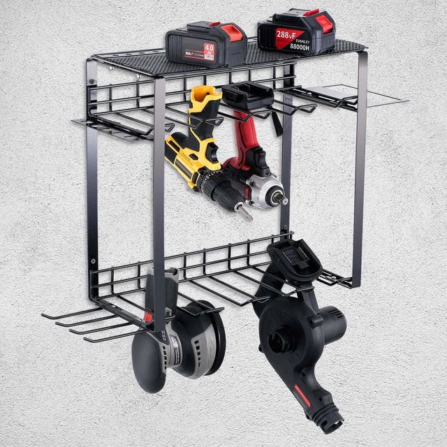 VEVOR POWER TOOL Organizer 8-Drill Holders Wall Mounted Garage Tool ...