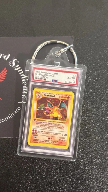 CHARIZARD PSA 10 Base Set Holo 1999 Pokemon Card Graded KEYCHAIN 1st ...