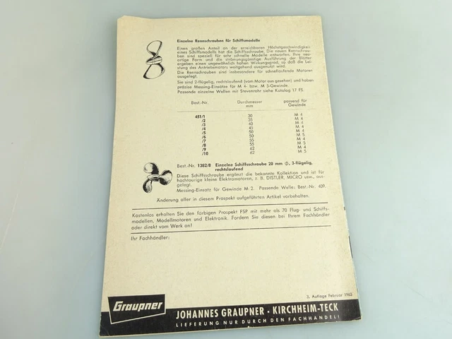 CATALOGO MODELLISMO GRAUPNER N 63 novità 1963 DIN A5 24 pagine #591 EUR 15,00 - PicClick IT