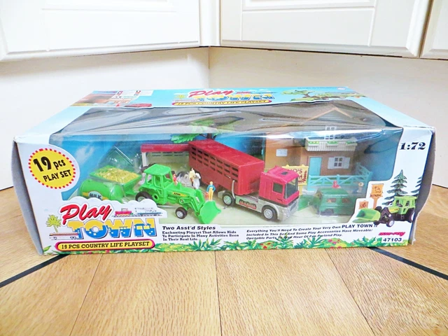 NEWRAY PLAY-TOWN '19 Piece Country Life Playset' Tractor Farm Set 1:72 ...