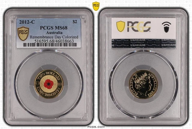 AUSTRALIA 2012 RED Poppy $2 C Mintmark Coin PCGS MS68 #8663 EUR 950,81 ...