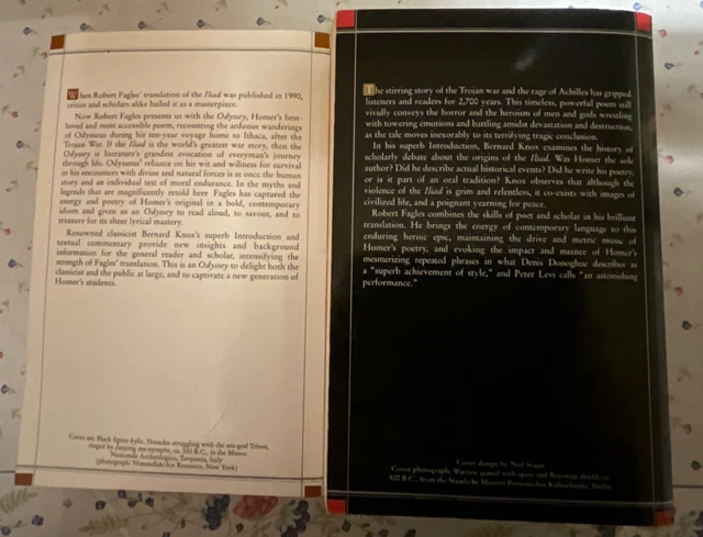 THE ODYSSEY /ILIAD Homer, translated By Robert Fagles. both paperback £ ...