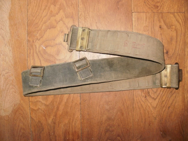 BRITISH ARMY MILITARY WW2 Webbing Belt With Brass Fittings Fits Up To ...