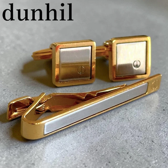 DUNHILL CRAVATTA CLIP gemelli logo D argento oro marca alta 3202 EUR ...