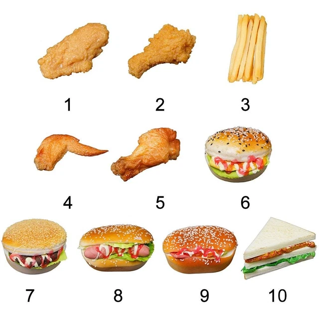 KITCHEN ARTIFICIAL FOOD Model Hamburger Fries Sandwish Faux Fried ...