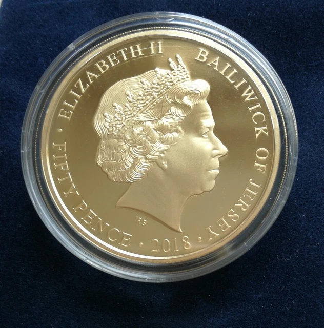 GOLD PLATED COIN - JERSEY 2018 50P-RAF -BATTLE OF BRITAIN CENTENARY ...