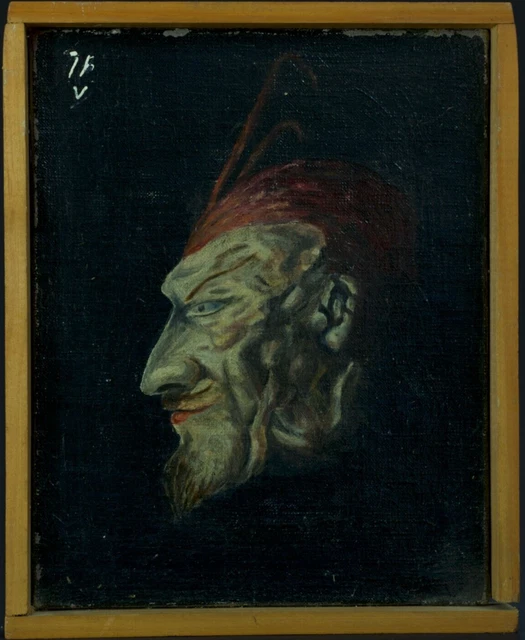 TABLEAU ANCIEN PORTRAIT Méphistophélès Diable Faust jean Baptiste ...