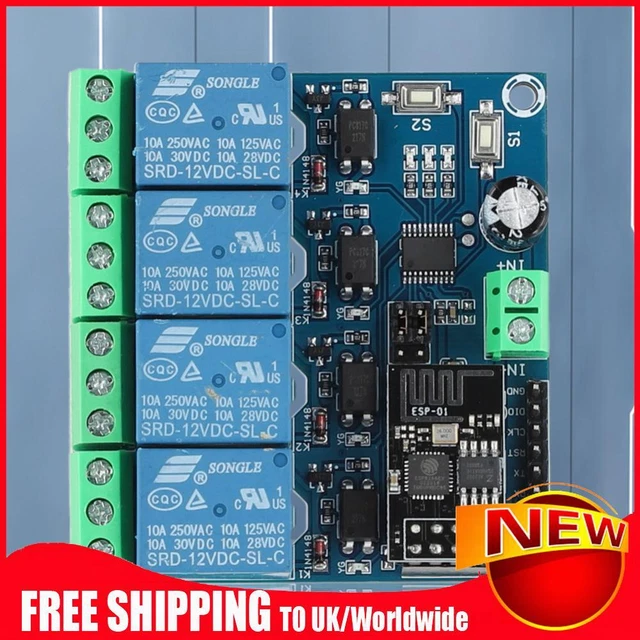 MODULO RELÈ WIFI 5V/12V ESP8266 Scheda relè controllo WiFi per Arduino ...