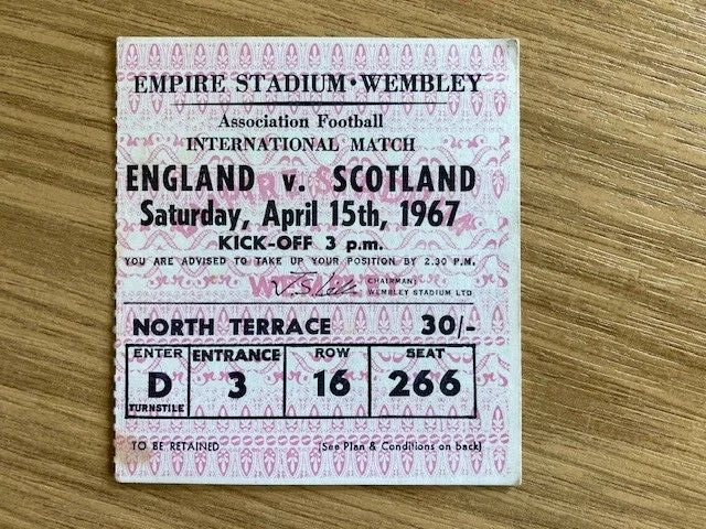 TICKET STUB - ENGLAND v SCOTLAND @ WEMBLEY - APRIL 1967 - £5.50 ...