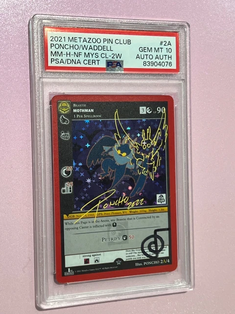 METAZOO MOTHMAN 2A/4 Alt Art Poncho Sketch Pin Club Auto Psa 10 Fh Holo ...
