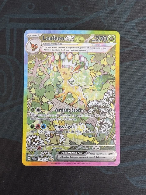 POKEMON PRISMATIC EVOLUTIONS Leafeon EX Special Illustration Card 144/ ...