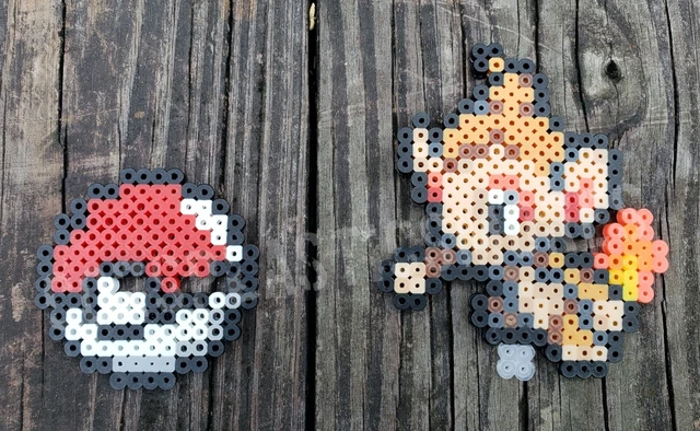 CHIMCHAR WITH POKÉBALL Stand Pokémon Pixel Art Perler Art EUR 12,36 ...