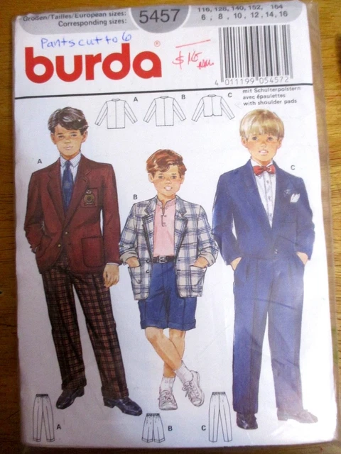 BURDA SEWING PATTERN No. 5457 Boys Suit Size Cut To 6 $12.99 - PicClick AU