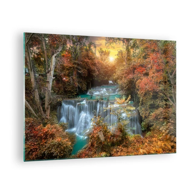 IMPRESSION SUR VERRE 70x50cm Tableaux Image Photo parc cascade eau ...