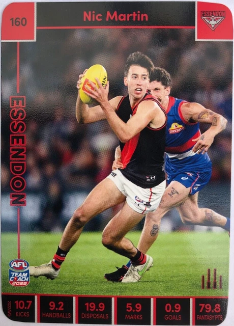 2023 AFL TEAMCOACH Nic Martin Essendon Bombers Card #160 (New) $2.39 ...