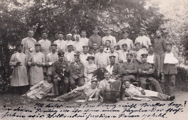 WW1 RPPC PHOTO German Soldiers Hospital Group Accordion Munich Bavaria ...