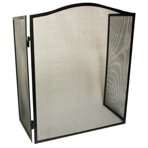 BLACK FOLDING 3-PANEL Steel Mesh Fireguard Protect Sparks Screen ...