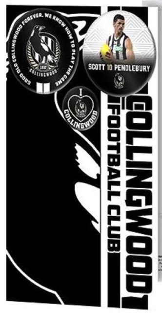 COLLINGWOOD MAGPIES OFFICIAL AFL Logo Postcard Greeting Card with 3 Pin ...