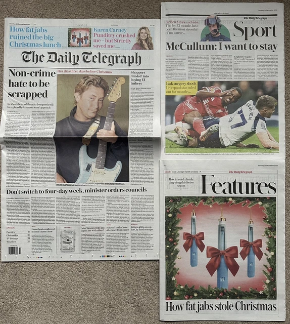 THE DAILY TELEGRAPH 23rd December 2025 23/12/25 Chris Rea Tribute ...
