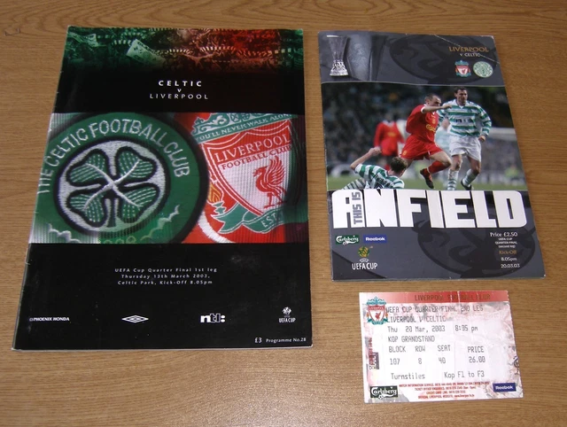 LIVERPOOL V CELTIC 2002/03 UEFA Cup Quarter Final £4.11 - PicClick UK