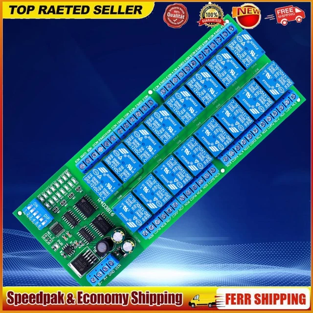 16 CHANNEL MODBUS RTU RS485 Relay Board RS485 Relay Module Control ...