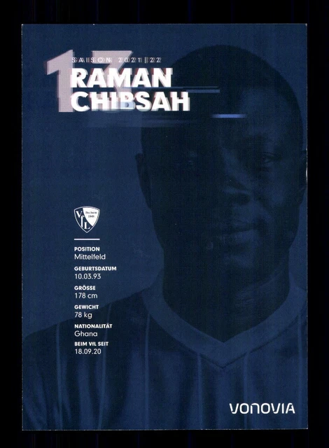 RAMAN CHIBSAH AUTOGRAMMKARTE VFL Bochum 2021-22 Original Signiert EUR 1 ... RAMAN CHIBSAH AUTOGRAMMKARTE VFL Bochum 2021-22 Original Signiert EUR 1 ...