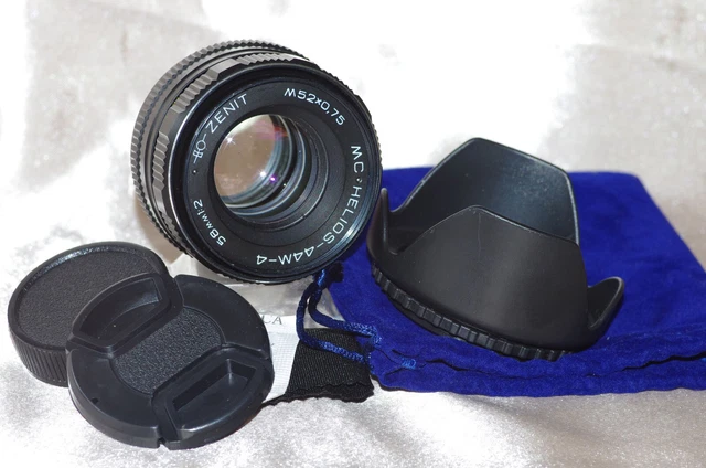 OBJECTIF M42 58MM f2 HELIOS 44M-4, bouchons, pare-soleil et housse ...