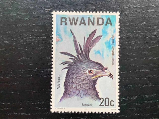 RWANDA REPUBLIQUE RWANDAISE 1977 Birds Of Prey 20C Lophaetus ...