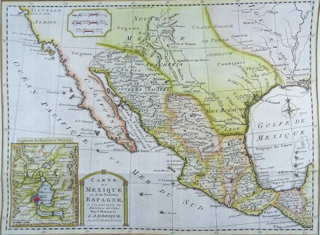 UNITED STATES, MEXICO, map by Robertson / Changuion, 1779, Carte du ...